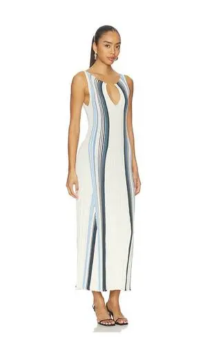 Theory Drape Tank Dress In White,blue