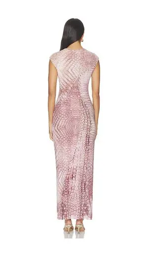 AFRM Mylo Abstract Print Dress - Cappuccino Croc
