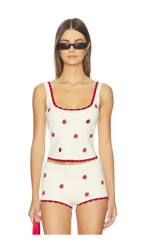 Majorelle Emmile Tomato Tank In Cream - Ivory Multi