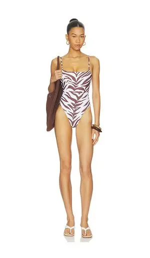 Superdown Kordyn One Piece In Brown,white - Brown Zebra