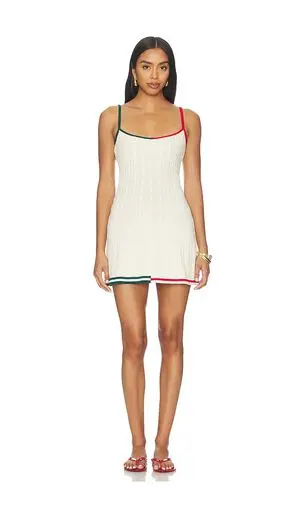 SEROYA Azriel Metallic Knit Mini Dress In White - Eggshell Varsity