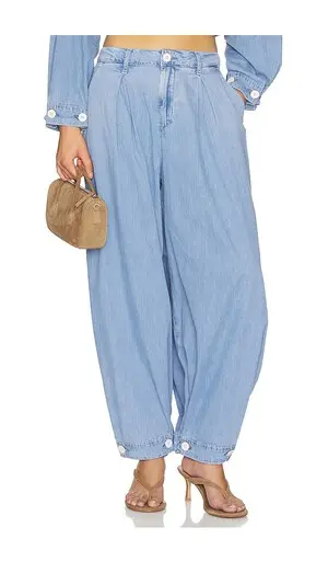 L'Agence Elias Convertible Wide Leg Jeans In Blue