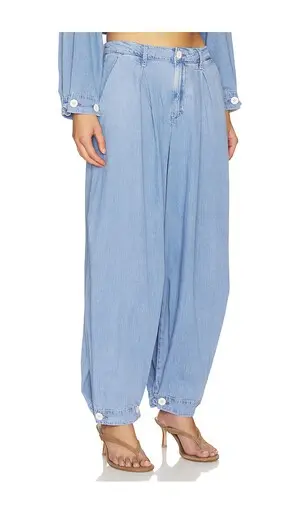 L'Agence Elias Convertible Wide Leg Jeans In Blue