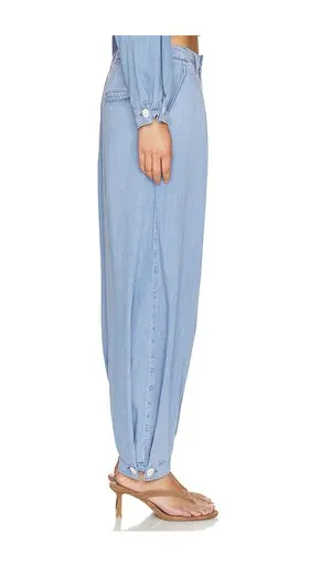 L'Agence Elias Convertible Wide Leg Jeans In Blue