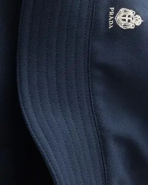 Prada Embroidered Logo Piqué Bucket Hat - Navy