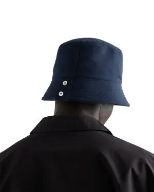 Prada Embroidered Logo Piqué Bucket Hat - Navy