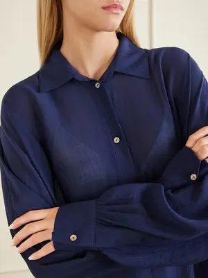 AWAY THAT DAY Maldives Crepon Shirt - Blue