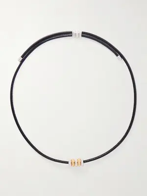 DEHANCHE Hollyhock Beaded Leather Necklace - Gold