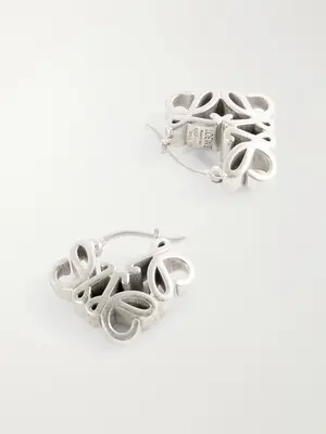 Loewe Anagram Bombé Sterling Hoop Earrings - Silver
