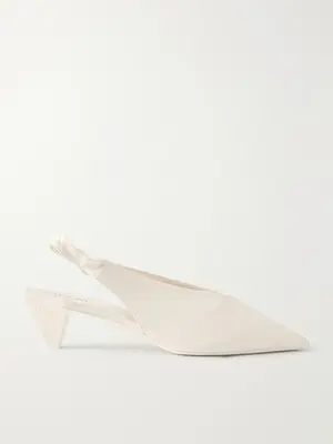 Loewe Origami Cubic 45 Leather Slingback Pumps - White