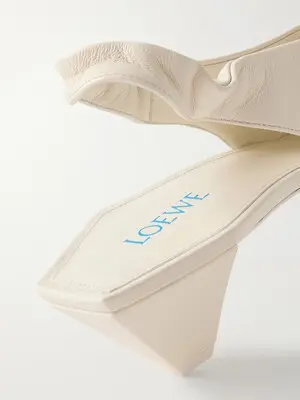 Loewe Origami Cubic 45 Leather Slingback Pumps - White