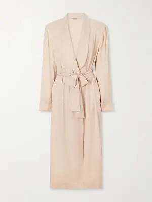 Alessandra Rich Belted Silk-moiré Midi Dress - Pink