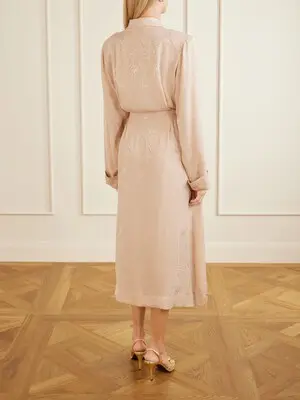 Alessandra Rich Belted Silk-moiré Midi Dress