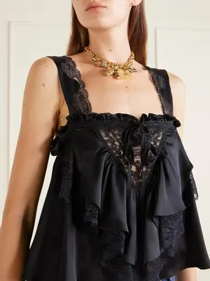 Chloé Lace-trimmed Silk-satin Camisole