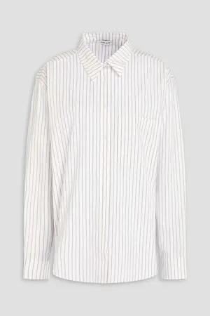 ANINE BING Braxton Pinstriped Cotton Shirt - White