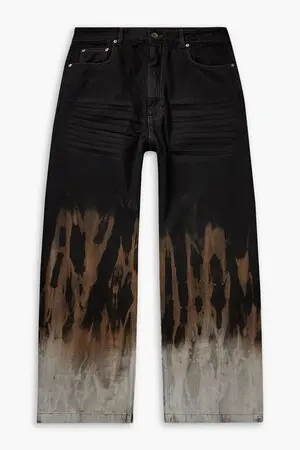 Rick Owens Geth Wideleg Garmentdyed Printed Jeans - Black