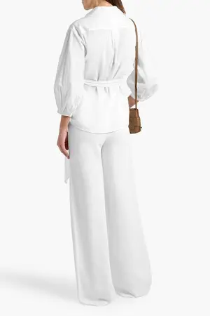 Max Mara Ceci Cotton And Silkblend Poplin Wrap Blouse