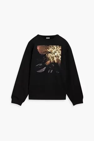 Dries Van Noten Floral Print Cotton Jersey Sweatshirt - Black