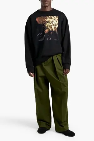 Dries Van Noten Floral Print Cotton Jersey Sweatshirt - Black