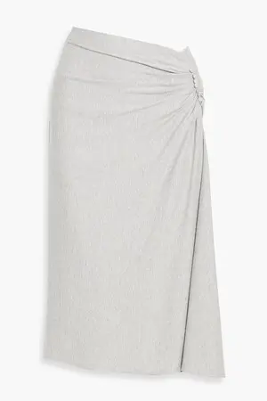 Dries Van Noten Buttondetailed Ruched Cottonjersey Skirt Gray