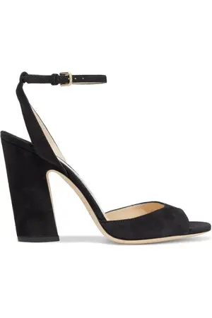 JIMMY CHOO Miranda 100 Suede Sandals - Black