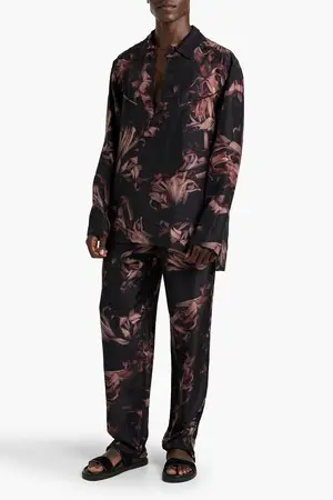Dries Van Noten Floralprint Silk Drawstring Pants