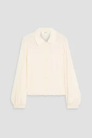 FRAME The Prim Silk Crepe De Chine Blouse - Cream