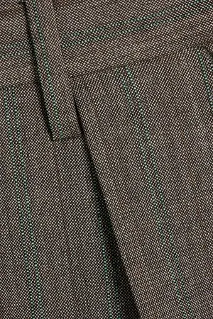 Dries Van Noten Pleated Striped Wool Straightleg Pants