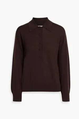 Dries Van Noten Merino Wool Polo Sweater - Chocolate