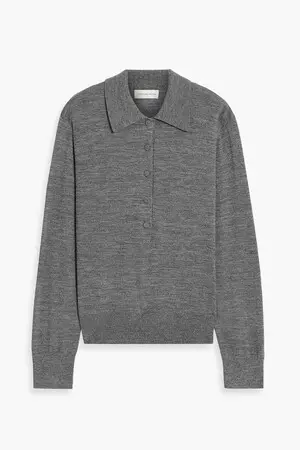 Dries Van Noten Merino Wool Polo Sweater - Gray