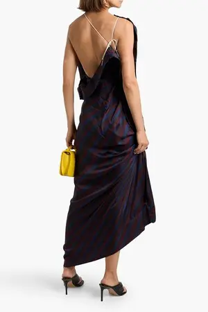 Dries Van Noten Draped Striped Twill Maxi Dress