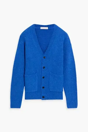 Dries Van Noten Alpaca-blend Cardigan With Ribbed Trims And Patch Pockets - Bright Blue