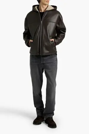 FRAME Shearlinglined Leather Hooded Jacket