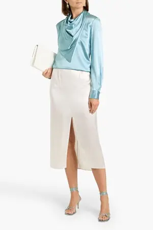 Adam Lippes Bandera Draped Silksatin Blouse - Sky Blue
