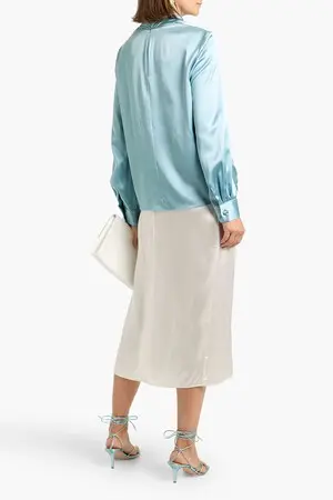 Adam Lippes Bandera Draped Silksatin Blouse - Sky Blue