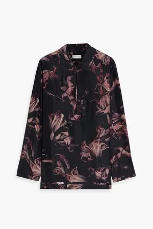 Dries Van Noten Floralprint Silk Shirt - Black
