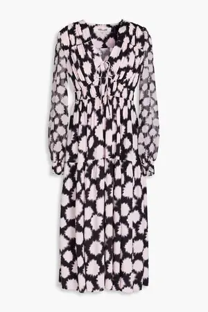 Diane Von Furstenberg Akiva Printed Crepe And Georgette Midi Dress - Pastel Pink