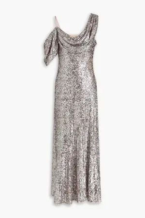 Diane Von Furstenberg One-shoulder Sequined Tulle Maxi Dress