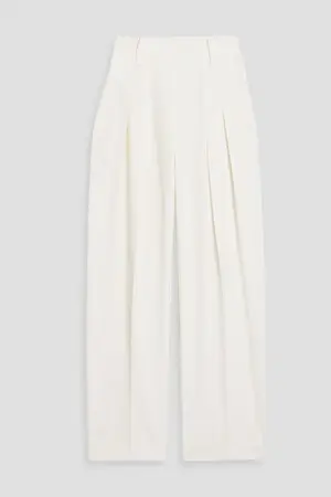 Victoria Beckham Pleated Woolblend Twill Wideleg Pants - Ivory