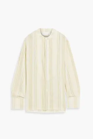 Victoria Beckham Striped Woven Blouse - Sage Green