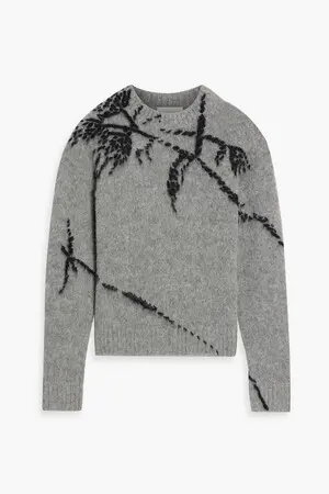 Dries Van Noten Intarsia Alpacablend Sweater - Gray