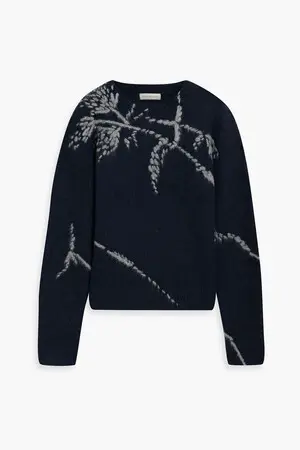 Dries Van Noten Intarsia Alpacablend Sweater - Navy