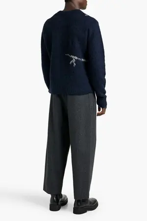 Dries Van Noten Intarsia Alpaca-blend Sweater - Navy