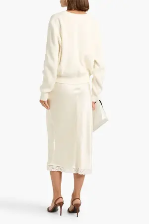 Victoria Beckham Lacetrimmed Satin Midi Skirt - Ivory
