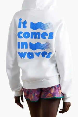 Paradised It Comes In Waves Printed Cottonblend Fleece Hoodie