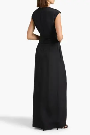 Adam Lippes Fringed Ruched Silk Crepe Maxi Dress