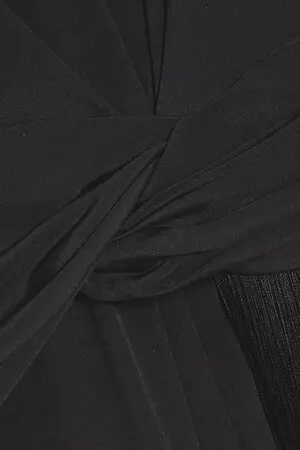 Adam Lippes Fringed Ruched Silk Crepe Maxi Dress