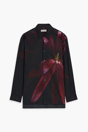 Dries Van Noten Floralprint Cottonpoplin Shirt - Black