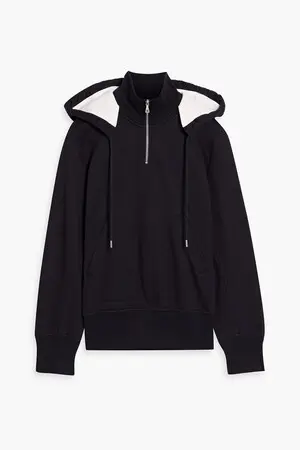 Dries Van Noten Twotone Cottonjersey Halfzip Hoodie - Midnight Blue
