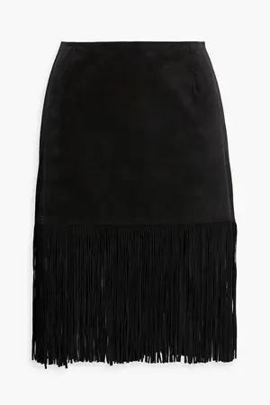 FRAME Suede Fringed Skirt